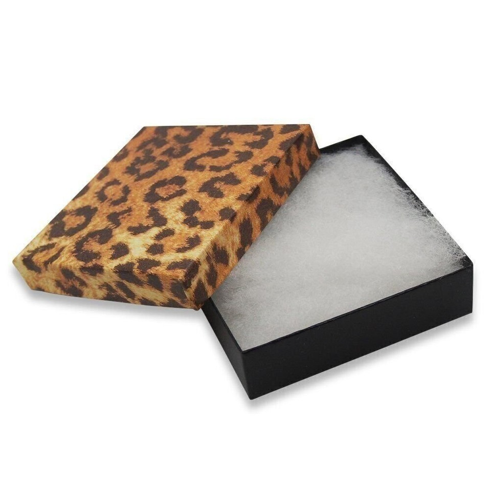 Glossy Leopard Print Cotton Filled Boxes 100pcs for Jewelry, Retail ...