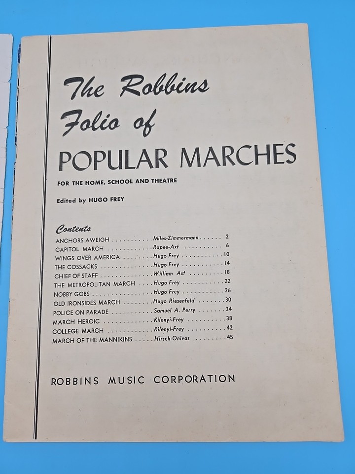 Robbins Folio of Popular Marches 1943 Piano Solo Sheet Music Song Book ...