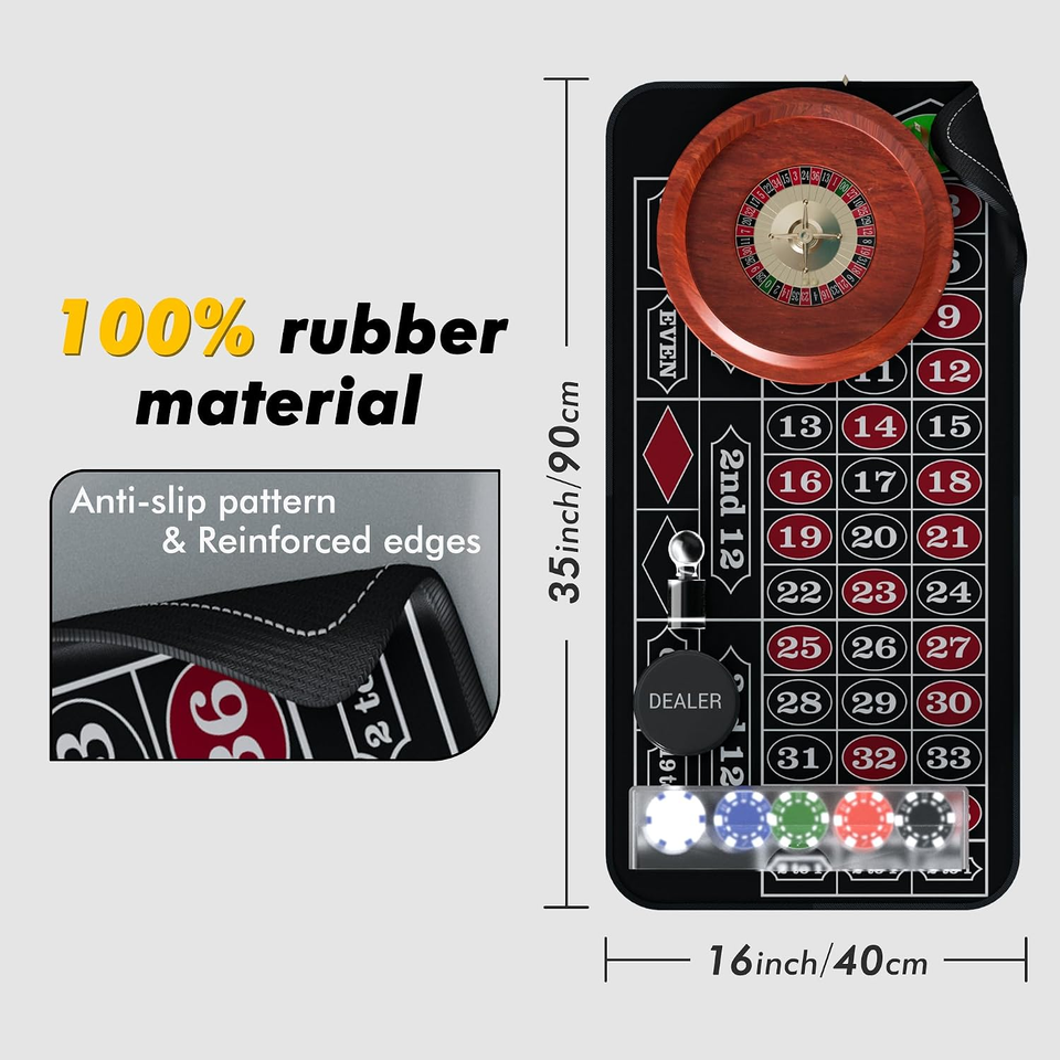 11 Inch Roulette Wheel Set for Adults with Rubber Roulette Table Mat 35 ...