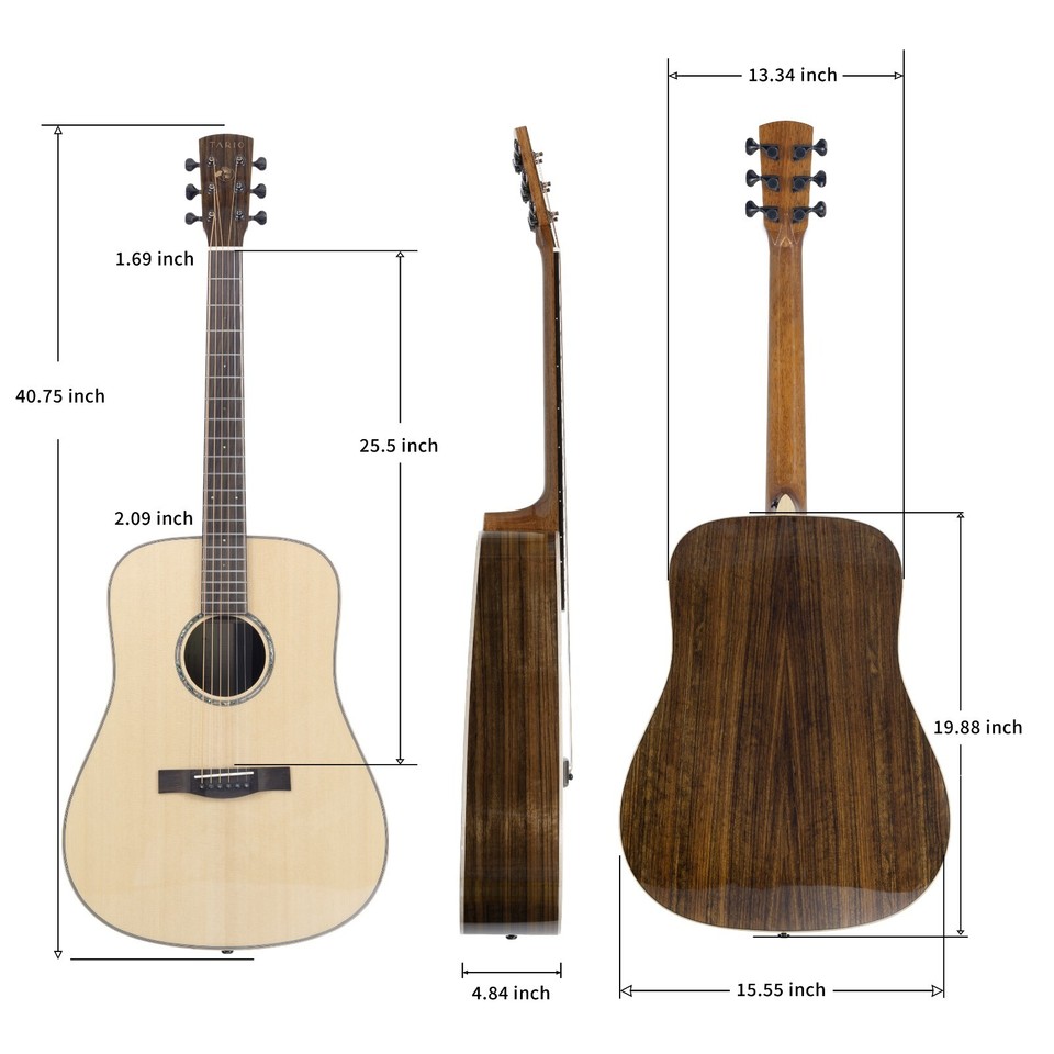 41'' Acoustic All Solid Guitar Solid Spruce Top Solid Ovangkol Back and ...