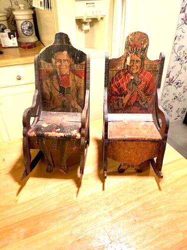 LATE 1800S EARLY 1900S PAIR OF BLISS GRANDMA AND GRANDPA ROCKING CHAIRS ...