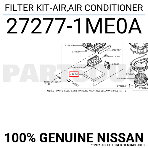 272771ME0A Genuine Nissan FILTER KIT-AIR,AIR CONDITIONER 27277-1ME0A | eBay