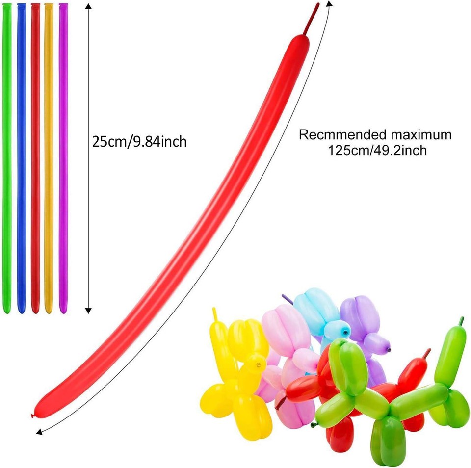 100 x Long Modelling Balloons Latex Plain Balons 260Q Twisting Magic ...