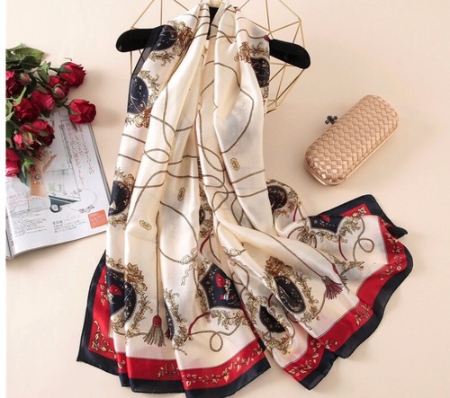 edel Halstuch Seide 180x90 orange Seidenschal Seidentuch Tuch ...