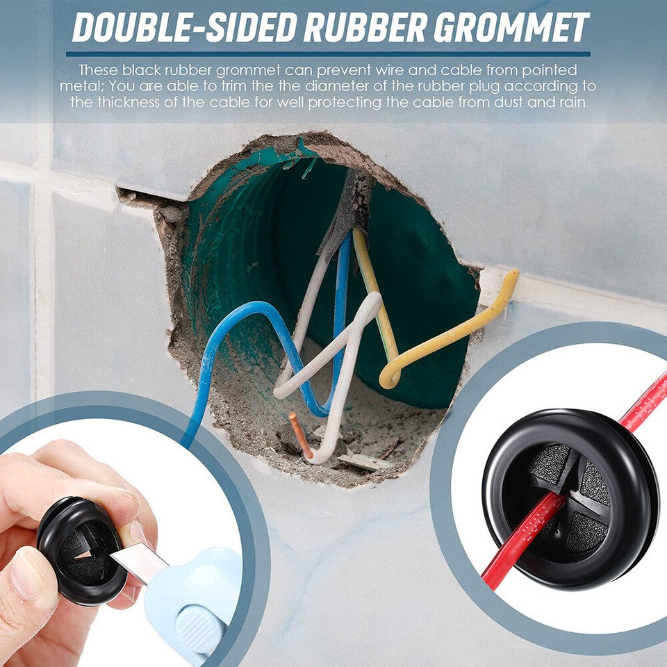 Round Rubber Plug Hole Grommet for Protecting Cable Wire Hole Plug 16mm ...