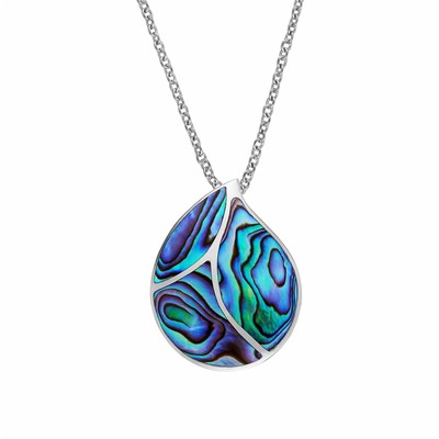 Abalone Shell Necklace 925 Sterling Silver Pendant Large Teardrop ...