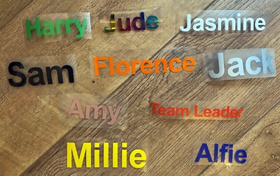 Customised Iron On Names Transfers Personalise Clothes, Bags, T-Shirts ...