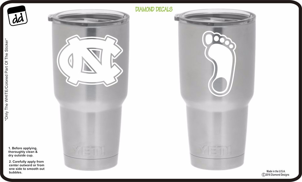 UNC Tarheels North Carolina (Set of 2) Vinyl Decals for Yeti Tumblers ...