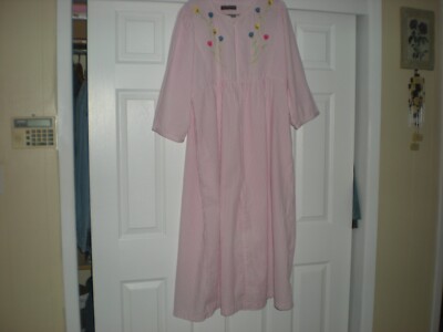 STAN HERMAN PINK & WHITE SEERSUCKER LONG FRONT ZIP ROBE - SIZE XL | eBay