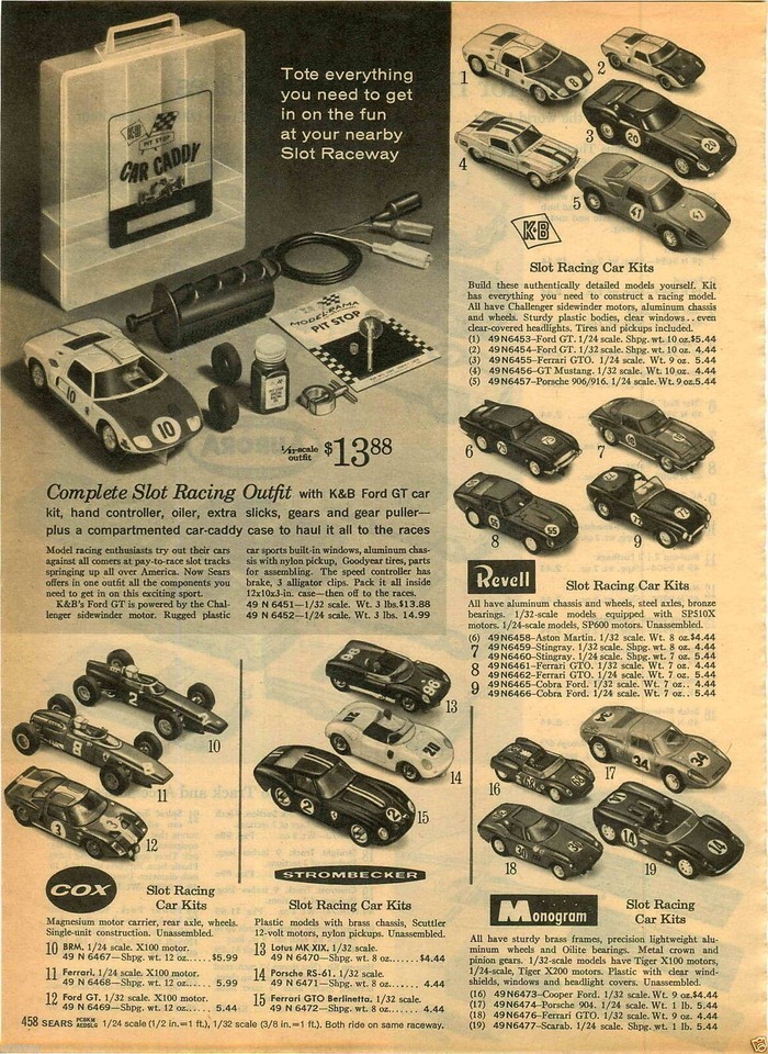 1965 PAPER AD Aurora Model Cars Motorized HO Scale Slot Car K&B Ford GT ...