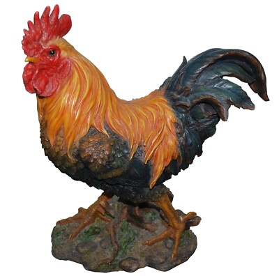 Life Size Rooster Standing Resin Garden Statue Garden Decor Home Farm ...
