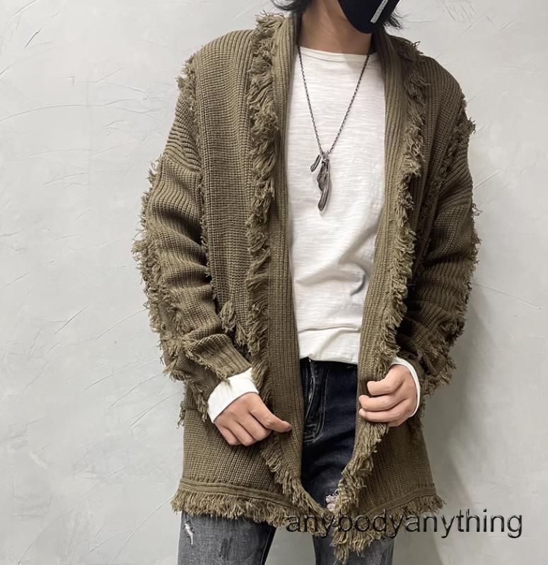 Patchwork Retro Loose Fit Sweater Mens Cardigan Fashion Coat Casual ...