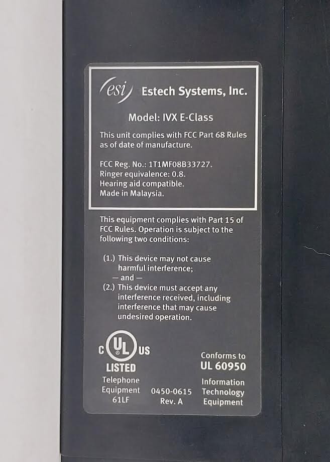 ESI IVX E-Class Phone System w/ PSU, 2x 5010-0540, 5010-0536 & 5010 ...