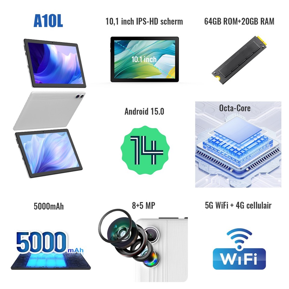 2025 AEEZO Tablet 10.1" Android 11 Octa-Core Tablets,20+64GB With ...
