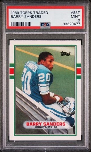 BARRY SANDERS 1989 Topps Traded RC Rookie #83T PSA 9 Mint Lions OSU HOF ...