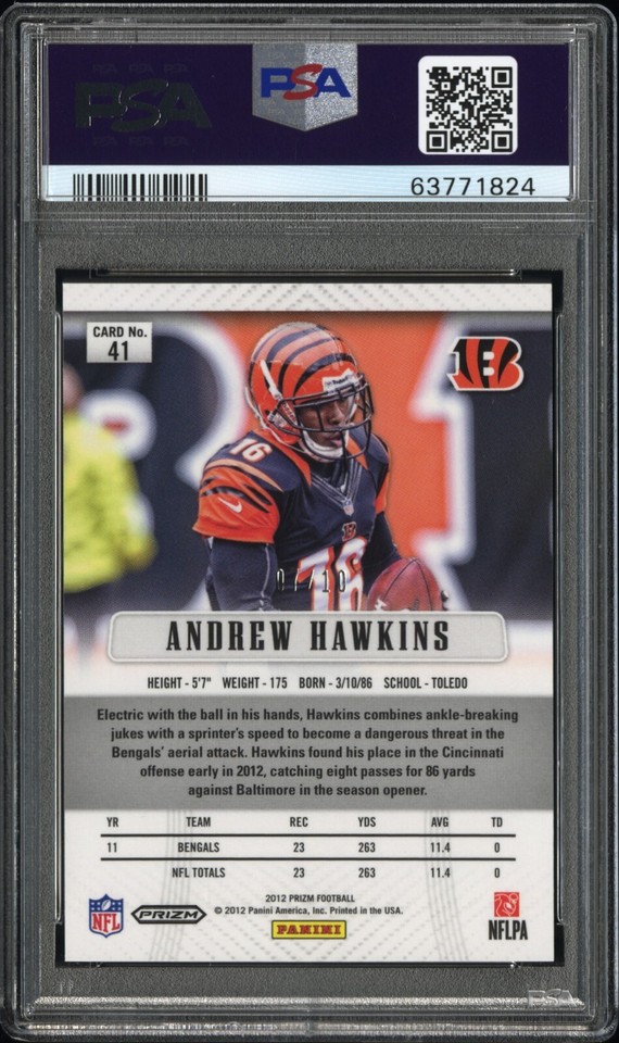 2012 Panini Prizm #41 Andrew Hawkins Gold Prizms /10 PSA 10 Gem Mint | eBay