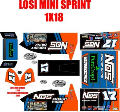 losi mini sprint, slider 1/18 wrap kit decal sticker SHELDON ...