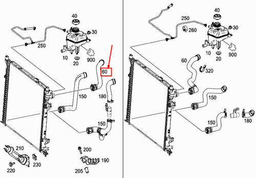NEW MERCEDES-BENZ GLE W166 LEFT COOLANT WATER RADIATOR HOSE A1665012882 ...