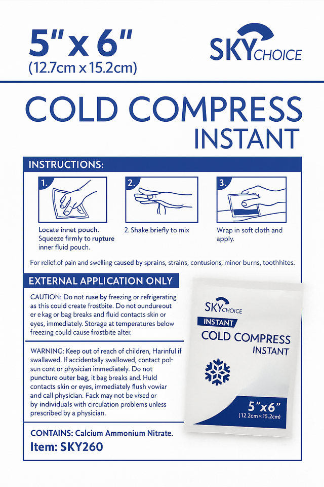 Instant Cold Compress Ice Packs for Dental Medical Pain Relief 5"x6" 25 ...