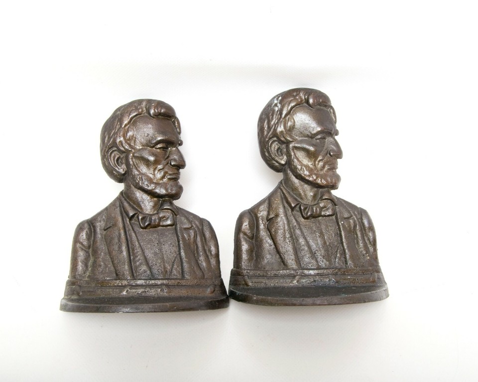 Abraham Lincoln Bust Bookends Copper Bronze BronzMet D42L Copyright ...