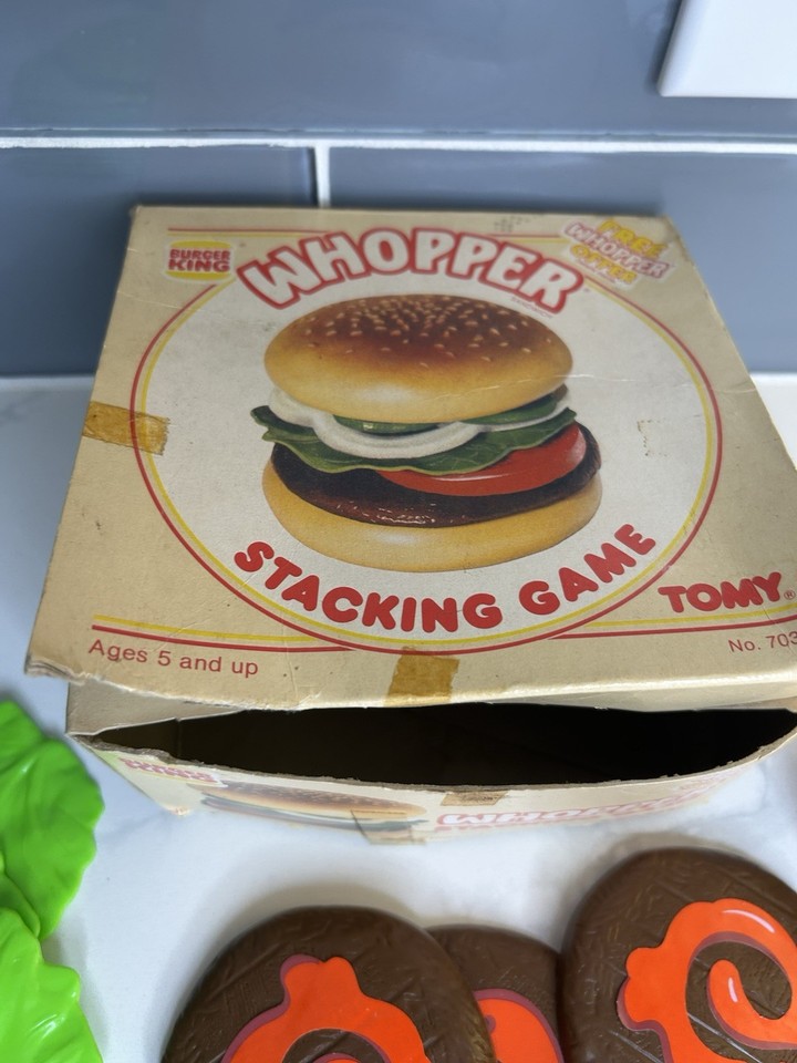 Burger King 1984 Whopper Tomy Stacking Game Bun, Lettuce, Onions ...