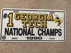 1990 Georgia Tech National Champs Booster License Plate New Unused ...