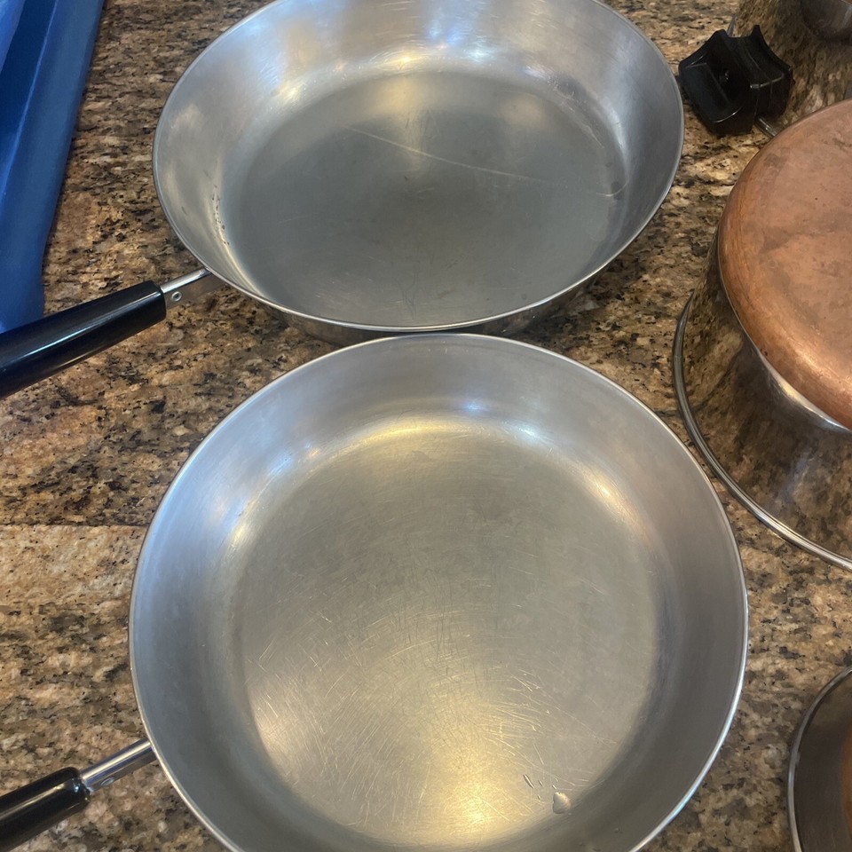 Revere Ware 1801 Copper Bottom Cookware Set Pots and Pans Vintage lot ...