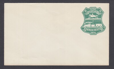 US Sc U219 mint envelope. 1876 3c green embossed indicium, fresh, clean ...
