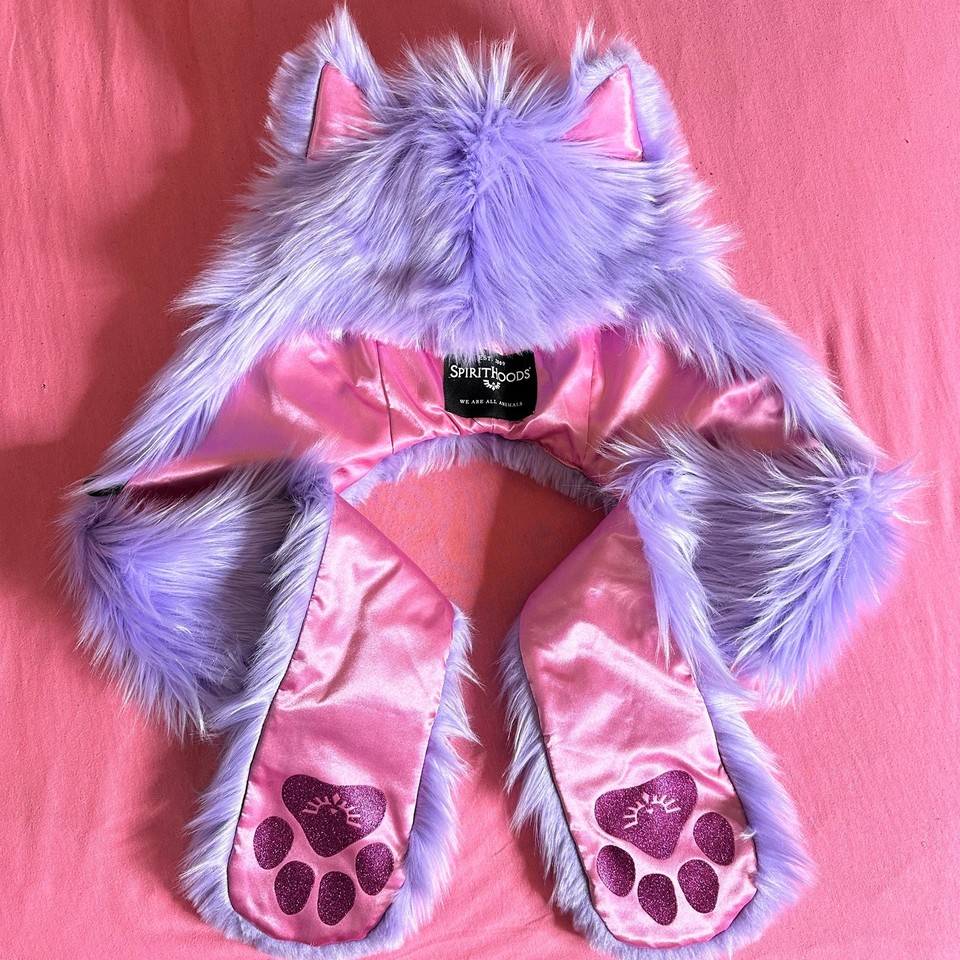 SpiritHoods Whimsical Wolf Pastel Faux Fur Rave Hood Hat Festival ...