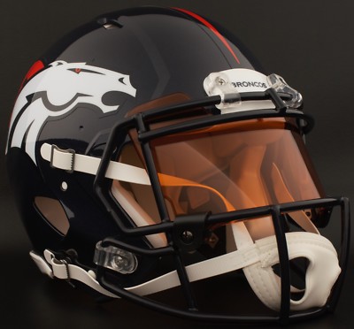 DENVER BRONCOS NFL Gameday REPLICA Football Helmet w/ COLORED Eye ...