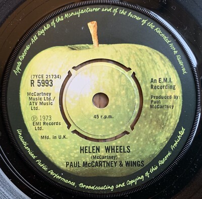 PAUL McCARTNEY & WINGS Helen Wheels VINYL SINGLE UK Apple 1973 The ...