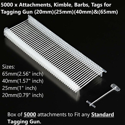 5000x Attachments, Kimble, Barbs, Tags for Tagging Gun 20mm,25mm,40mm ...
