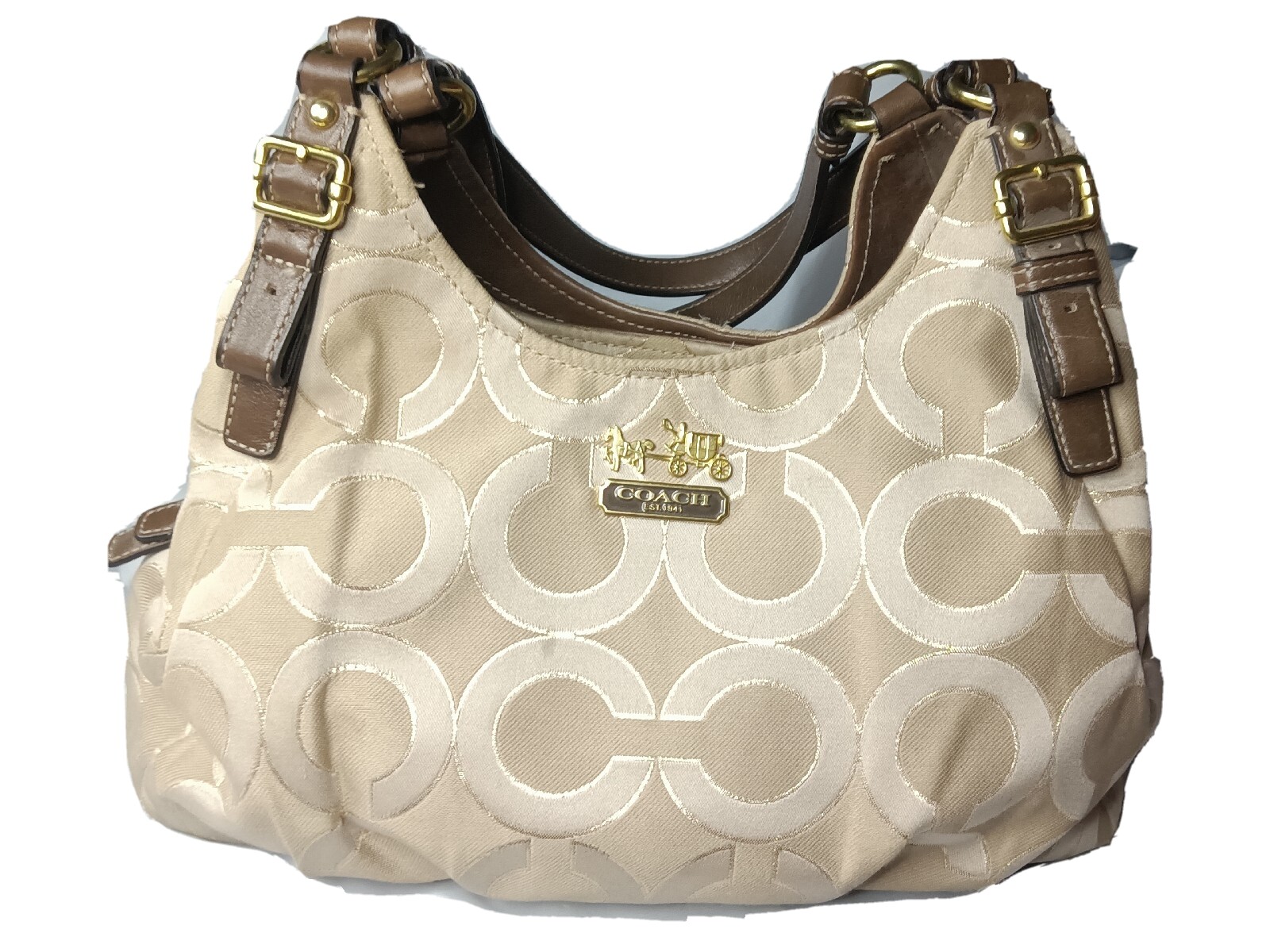 Coach Maggie Signature Jacquard & Leather Handbag #18… - Gem