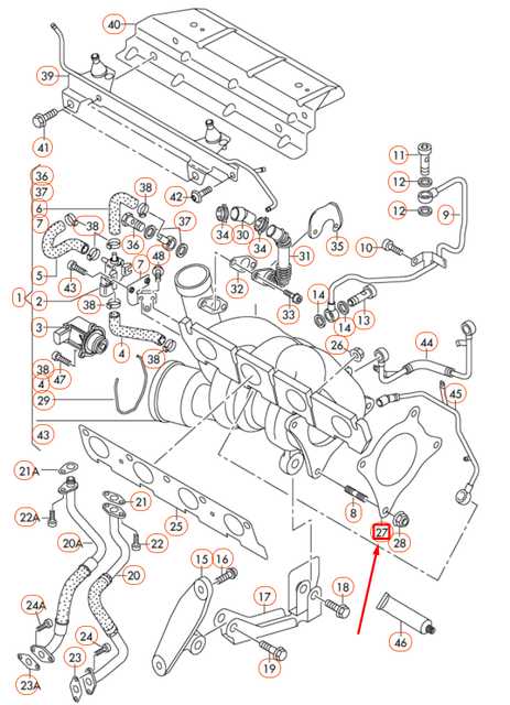 Audi A4 B7 Exhaust Turbo 2.0 Petrol Gasket 8E0253115D Genuine VW Part ...