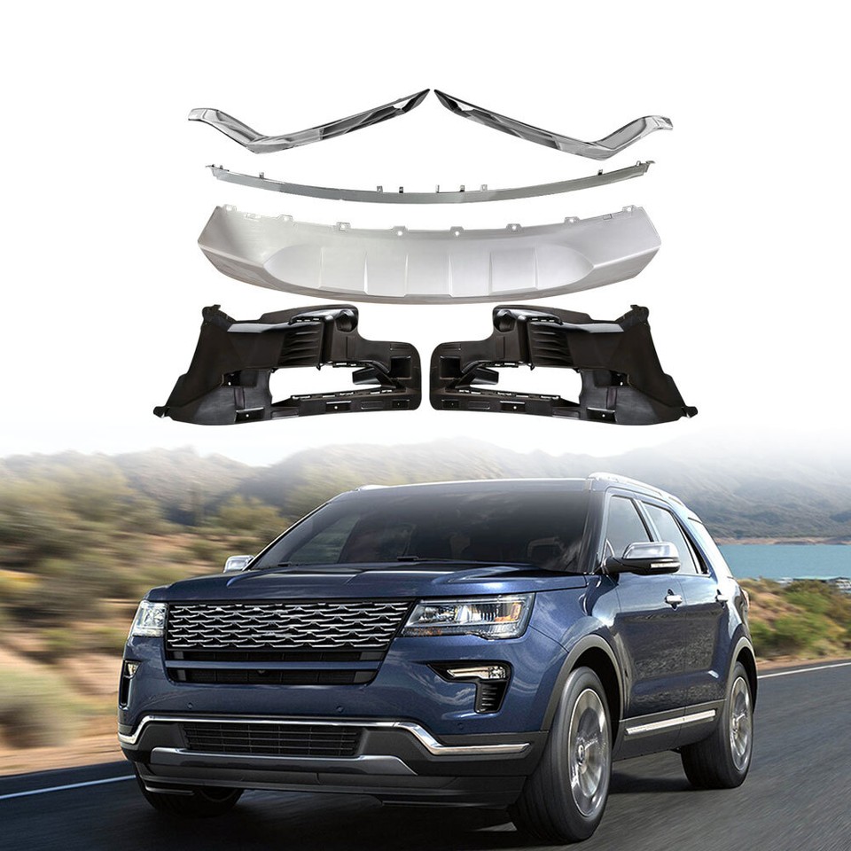 3Pcs Molding Trim+Brackets+Front Bumper Skid Plate For 2018 2019 Ford ...