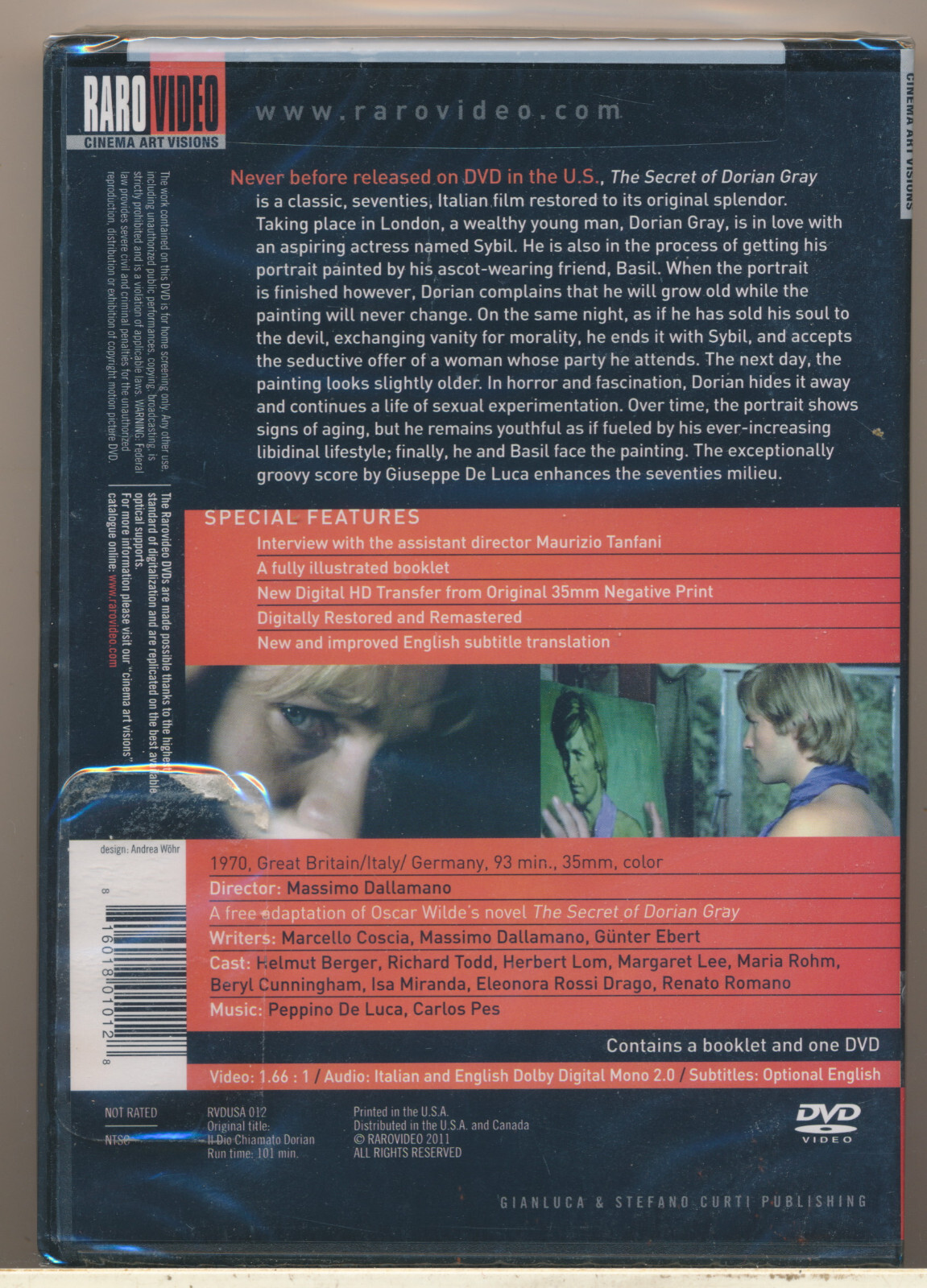 THE SECRET OF DORIAN GRAY (DVD NEW) Helmut Berger / Richard Todd ...