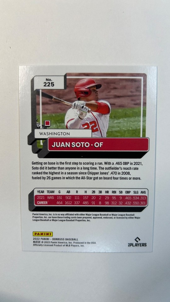 Juan Soto 2022 Panini Donruss Blue Holo #225 | eBay