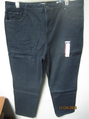 Terra & Sky Women's High Rise Straight Leg Dark Wash Jeans Size 20W ...