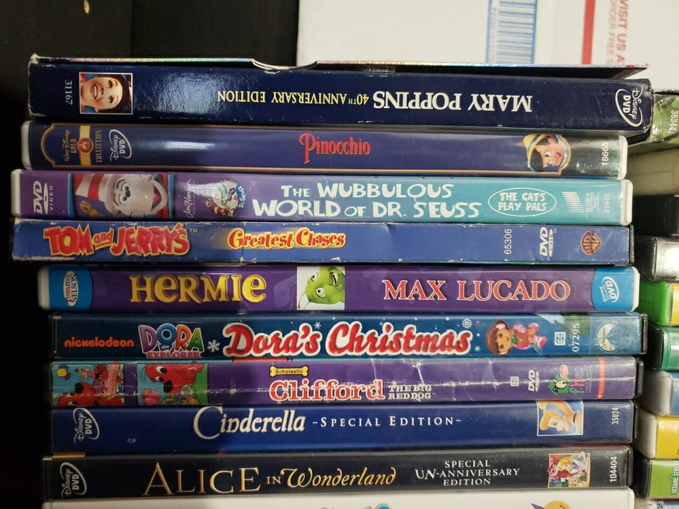 Lot Of 40 Fye Wholesale Blowout DVD Kids Animated Movies Disney Nick Jr ...