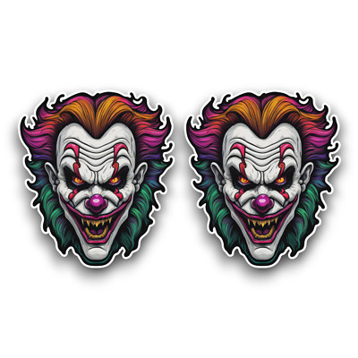 2x Small Angry Horror Clown Head Vinyl Sticker Decals For Car Van ...
