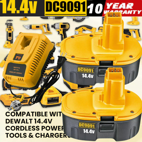 2PACK 14.4V For DEWALT DC9091 Battery /Charger DW9091 DW9094 DE9091 ...