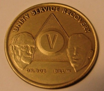 Alcoholics Anonymous AA 5 Year Founders Bill & Bob Bronze Medallion ...