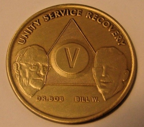 Alcoholics Anonymous AA 5 Year Founders Bill & Bob Bronze Medallion ...