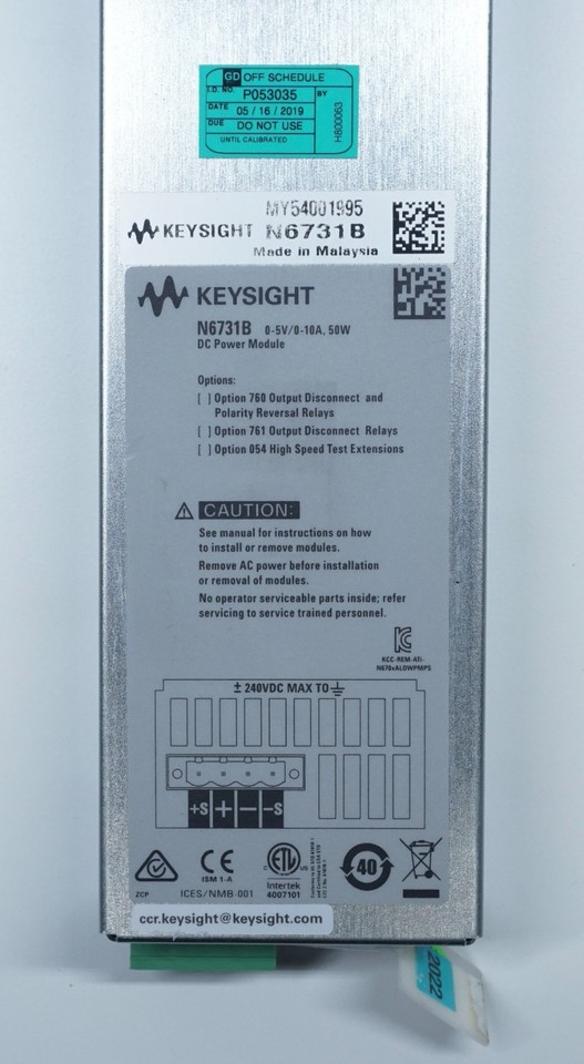 Agilent Keysight N6731B DC Power Supply, 5 V, 10 A, 50 W, Programmable ...