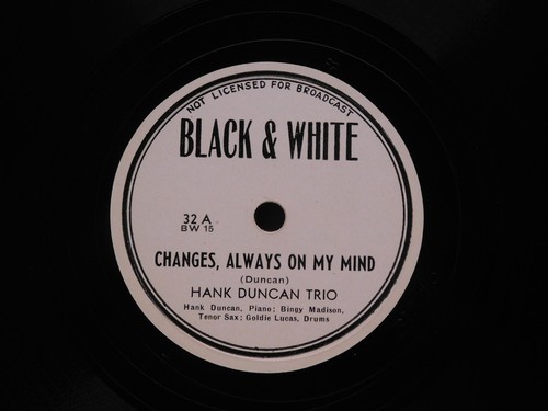 Hank Duncan Trio jazz 78 Upbeat bw Changes Always On My Mind on Black ...