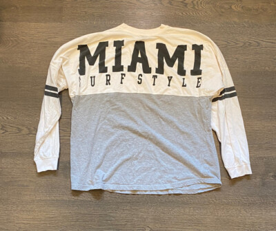 Surf Style Miami South Beach Shirt Large Gray Cotton Crew Long Sleeve ...