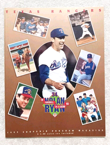 1993 Texas Rangers Official Souvenir Program Nolan Ryan Farewell To A ...