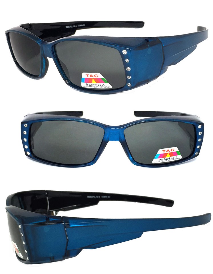 Rhinestone POLARIZED Anit Glare Rectangular Lens Cover Fit Over ...