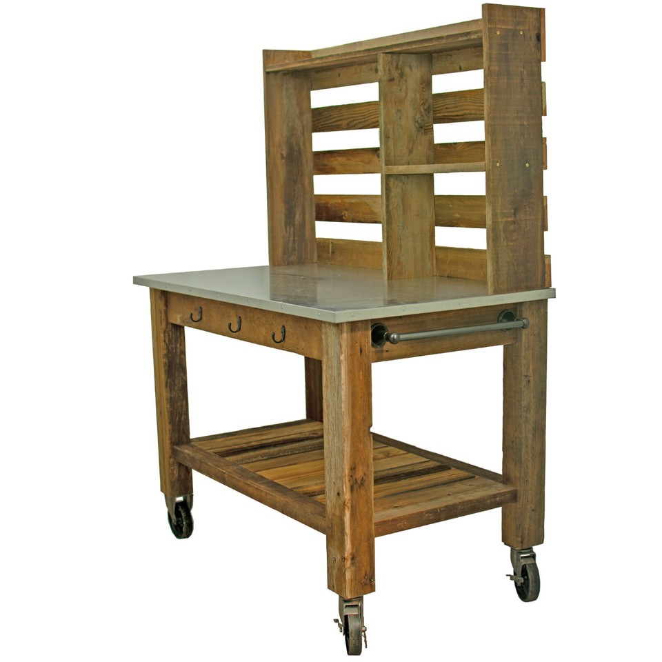 Outdoor Potting Table Workbench Buffet Island Cart Hardware 6in Vintage ...
