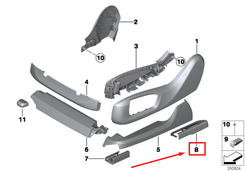NEU BMW X5 G05 HECK -SCHIENE DER RECHTEN SITZVERKLEIDUNG 52106998050 ...
